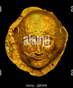Mycenaean art. Greece. Funerary Mask of Agamemnon in gold foil ...