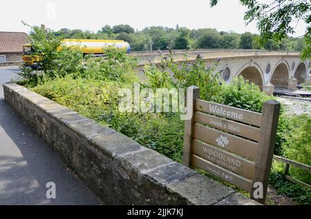 historic coldstream bridge on river tweed on england and scotland ...