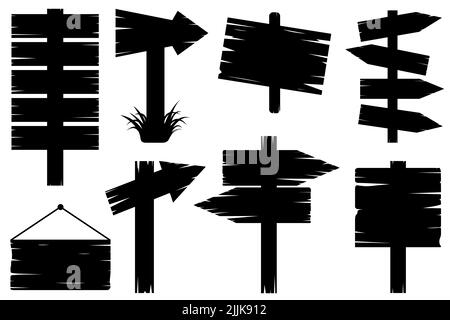 Illustration of different wooden signposts isolated on white Stock ...