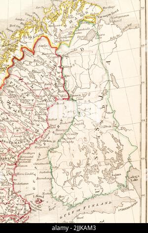 1830s pre-Soviet Russia hand-coloured atlas map of Finland and its ...