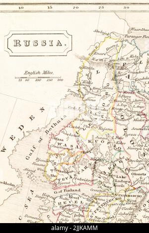1830s pre-Soviet Russia hand-coloured atlas map of Finland and its ...