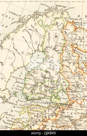 1897 atlas map of Baltic states: Latvia (Livonia), Lithuania (Kurland ...