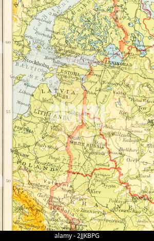 1930 Historical map of Old European Russia and early Soviet USSR. For ...
