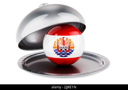 Travel in French Polynesia, concept. Pearl with French Polynesian flag ...