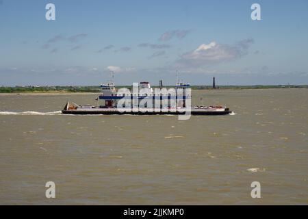 Pelican Island Ferry on route from Galveston to Port Bolivar Stock ...