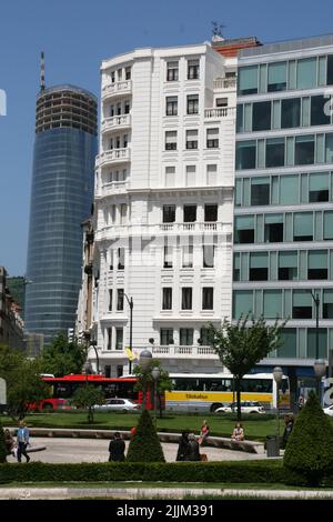 Vertical shot of buildings in Bilbao, Spain Stock Photo - Alamy