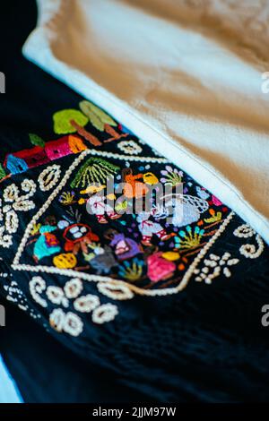 A closeup shot of a handmade colorful embroidered cloth Stock Photo - Alamy
