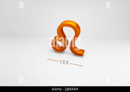 Golden zodiac sign LEO 3D rendering illustration isolated on white ...