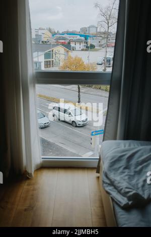 A traffic seen through the bedroom window Stock Photo - Alamy