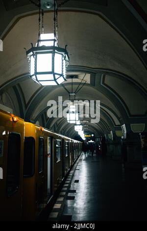 Berlin, Germany. Interior of the Heidelberger Platz U-Bahn subway ...