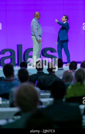 Celebrity Mentalist Gilan Gork on stage at Think Sales Conventio Stock ...