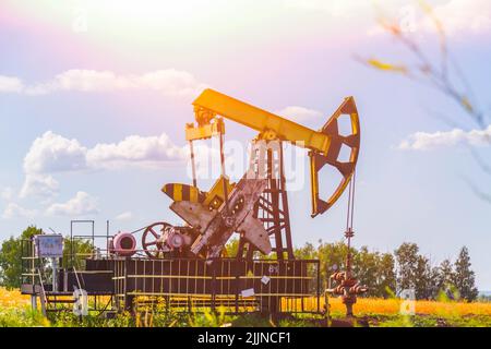 Oil injection. Oil production plant. Gas production. Oilfield site ...