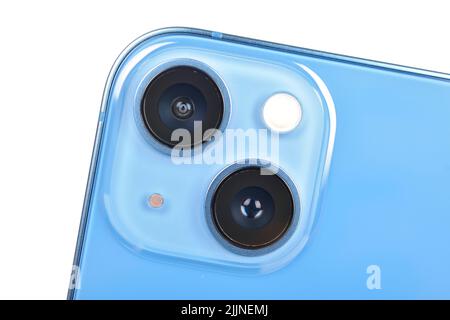 Iphone 13 camera with dual lens isolated on white background with ...