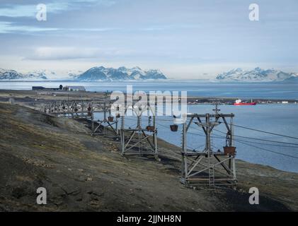 Old cable car for coal transportation in Longyearbyen, Svalbard, Norway ...