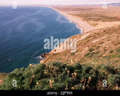 Aerial view of Point Reyes National Seashore in Marin County ...
