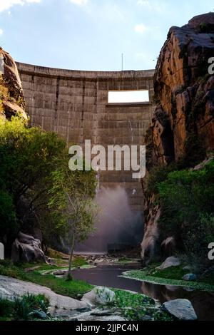 Large dam on the river, sunny day Stock Photo - Alamy
