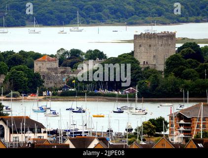 PORTCHESTER CASTLE AND PORT SOLENT LOOKING TOWARDS THE ISLE OF WIGHT ...