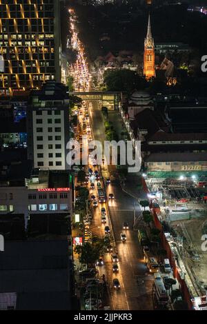 The beautiful views over Yangon city in Myanmar at dusk Stock Photo - Alamy