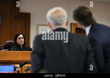Judge MAYA GUERRA GAMBLE speaks to Alex Jones' (not shown) lawyer ...