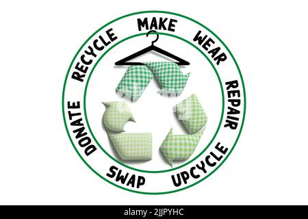Recycle textiles, recycle symbol make with recycled fabric, reduce ...