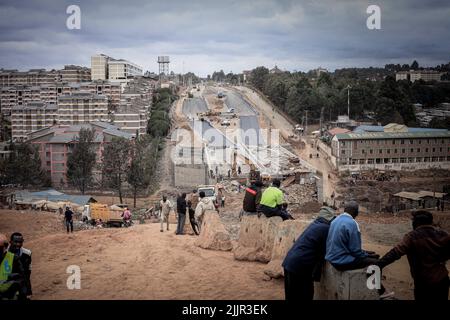 The construction of Kibra -Southern bypass interchange road in Nairobi ...