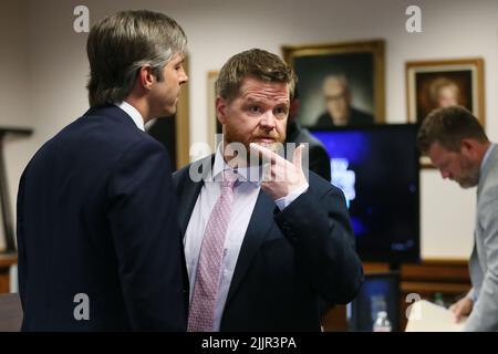 Austin, TEXAS, USA. 27th July, 2022. Judge MAYA GUERRA GAMBLE speaks to ...