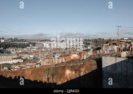 A view through Kibera Slums in Nairobi, Kenya. Life inside Kibera ...