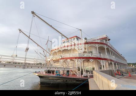 The American Countess riverboat at dawn docked at the Port of ...