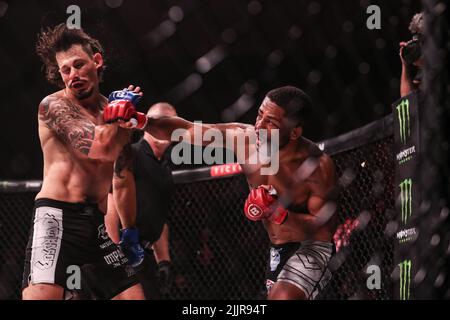 Archie Colgan lands a cross on Bryan Nuro at Bellator 283. Archie ...