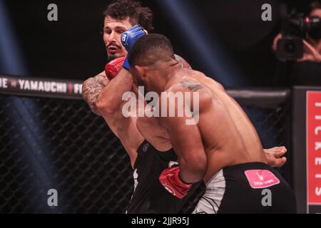 Archie Colgan lands a cross on Bryan Nuro at Bellator 283. Archie ...