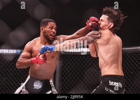 Archie Colgan lands a cross on Bryan Nuro at Bellator 283. Archie ...