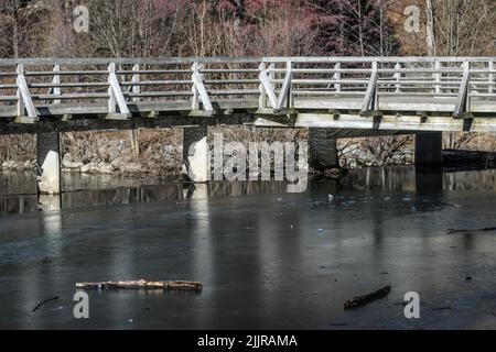Pivka river frozen during winter, Postojna, Slovenia Stock Photo - Alamy
