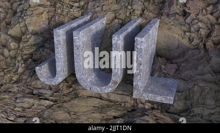 A closeup shot of tridimensional concrete letters over a rock ...