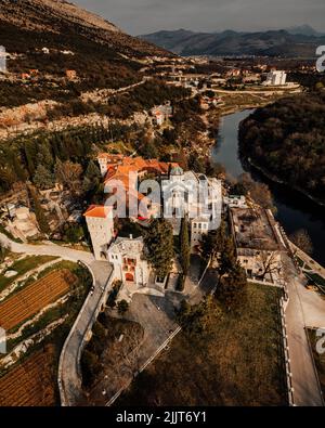 The top view of Tvrdos Monastery in Trebinje Bosnia and Herzegovina ...