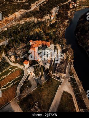 The top view of Tvrdos Monastery in Trebinje Bosnia and Herzegovina ...