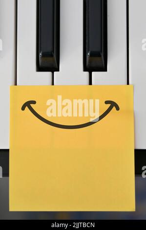 Abstract Shot Of Piano Keyboard and Draw Happy Smile Stock Photo - Alamy