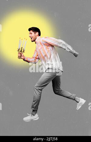 Vertical collage image of cheerful black white effect girl walking snow ...