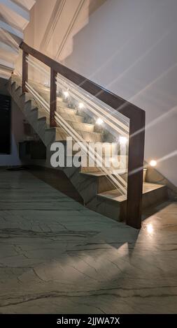 Dark staircase in an apartment building Stock Photo - Alamy