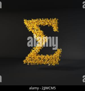 Scattered yellow letter isolated over a black background Stock Photo ...