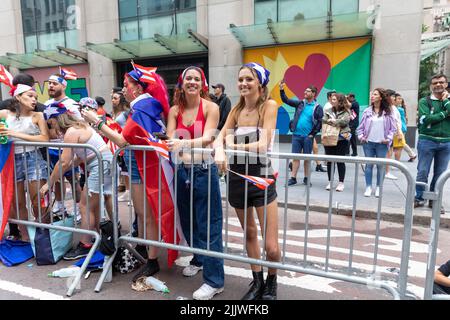 The large crowd celebrating Puerto Rican Day Parade 2022 on the streets ...
