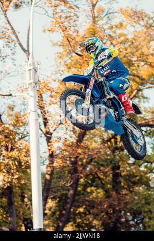 The extreme moto racing in Sibiu city, Romania Stock Photo - Alamy