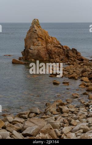Coast near Pointe de Corsen (Brittany, France) on a sunny day in summer ...