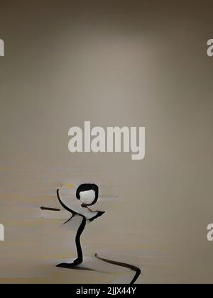 dancing stick figures in front of grey background Stock Photo - Alamy