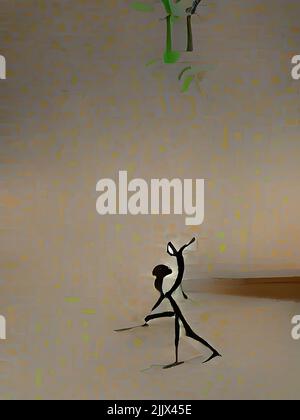 dancing stick figures in front of grey background Stock Photo - Alamy