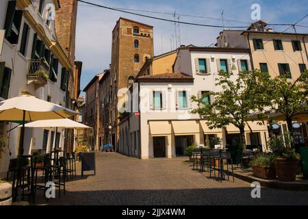 The historic Piazza Pola square in the historic centre of Treviso ...