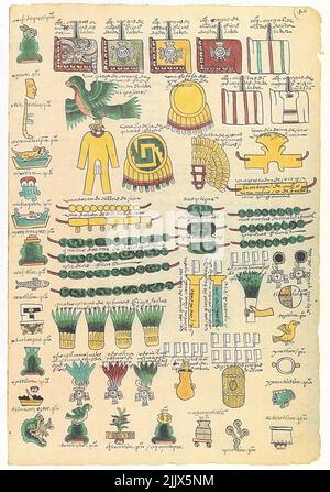 Page of Codex Mendoza depicting the coat of arms of Mexico. Mexico, c ...