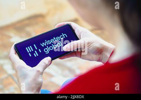 In this photo illustration, the WiseTech Global logo is displayed on a ...