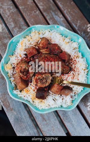 Kibbe Summaqiyeh, kibbeh in sumac stock, meatball recipe from Aleppo ...