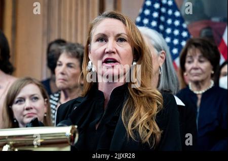 U.S. Representative Melanie Stansbury (D-NM) speaking at a press ...