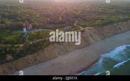 Nauset Beach with Nauset Light, aerial view Stock Photo - Alamy